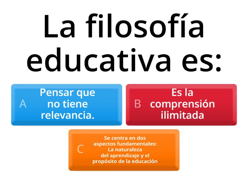 Filosofia educativa y sus concepciones. - Cuestionario