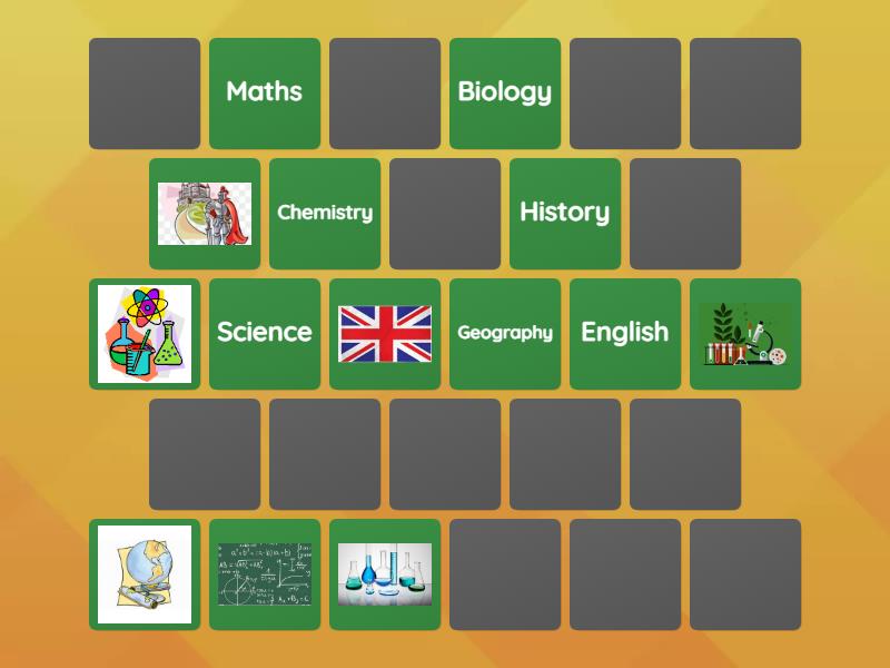 Project 1 Unit 3D School Subjects - Matching pairs