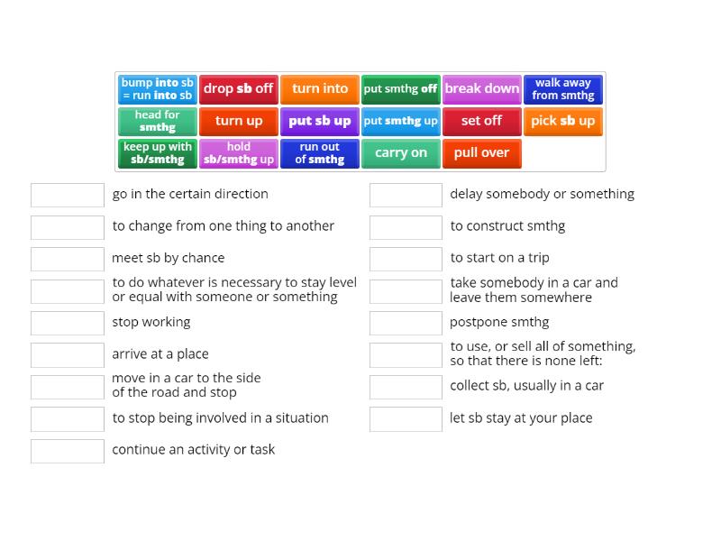 Focus 3 Unit 3.5 phrasal verbs traveling - Відповідники