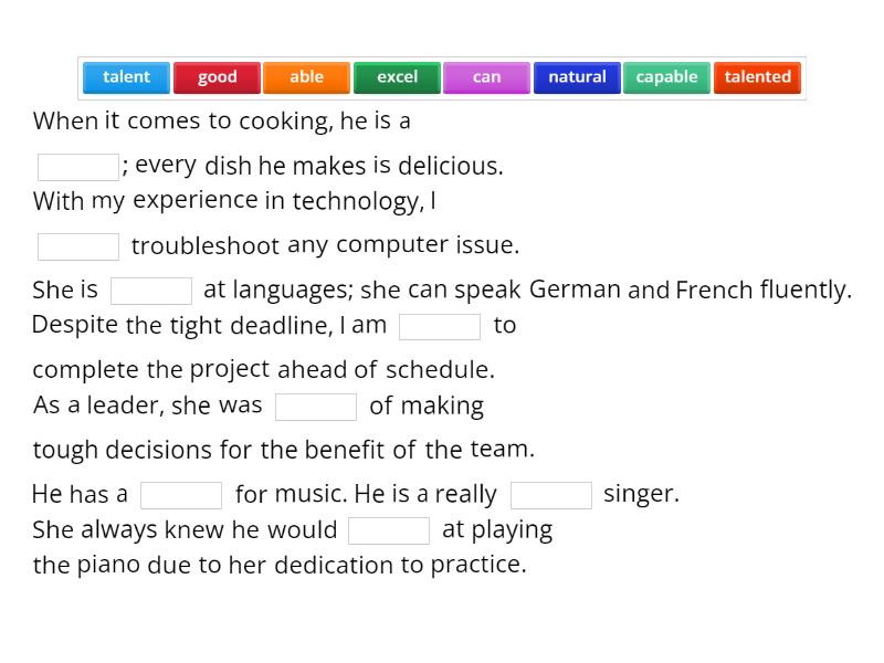 Expressing ability - Complete the sentence