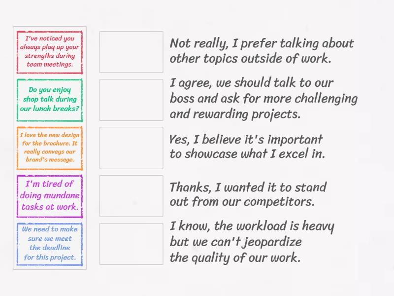 Unit 3 Vocabulary mini dialogues - Match up