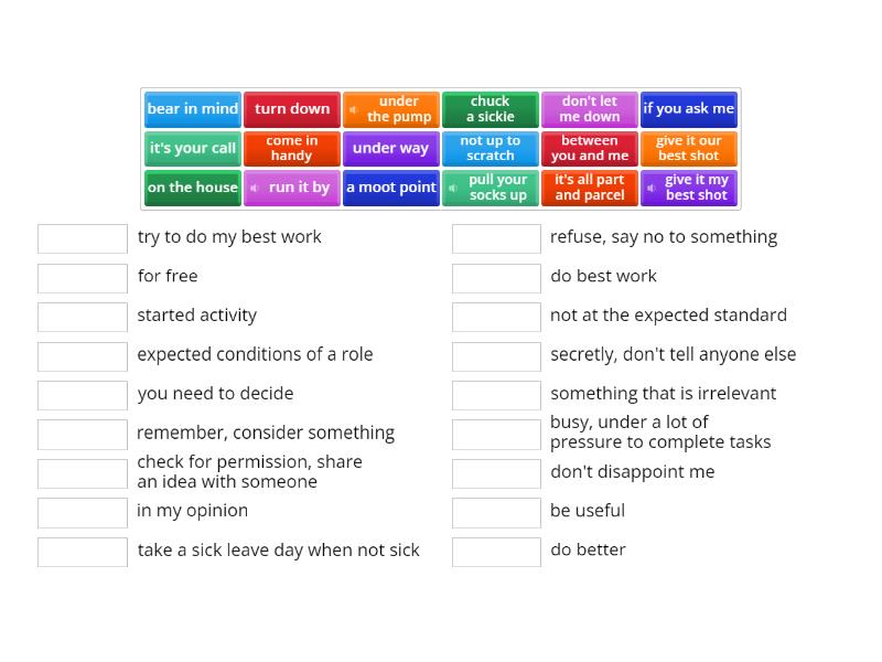 workplace idioms - Match up