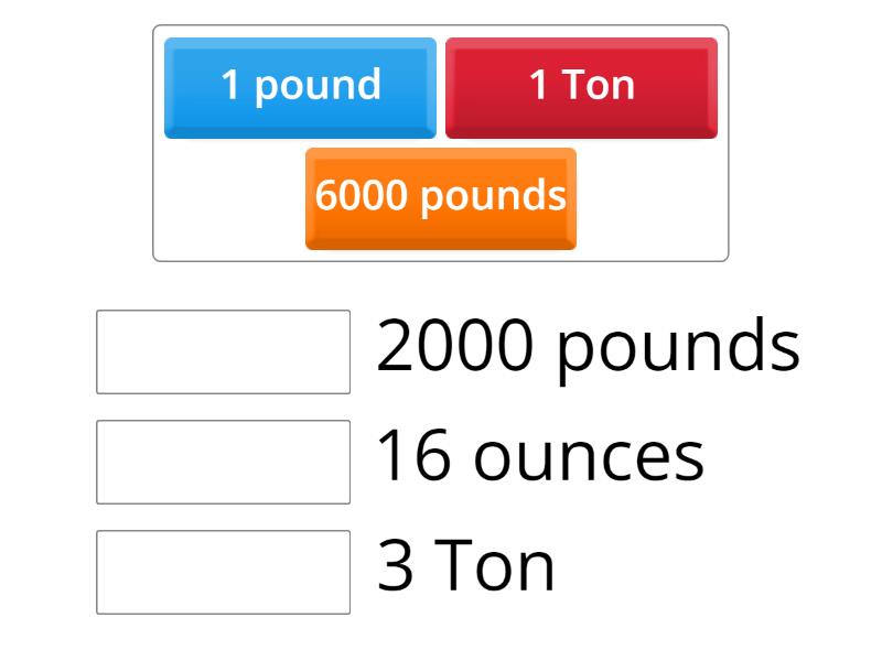 Converting Customary Units : Weight - Match up