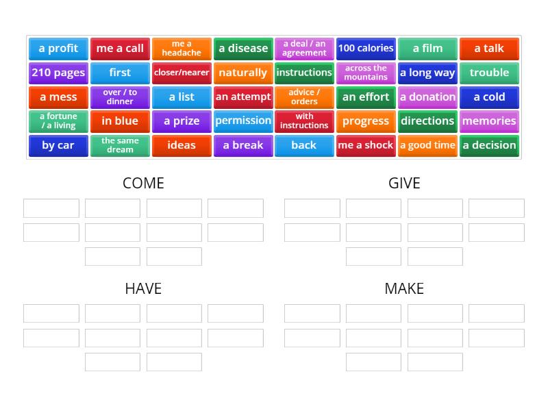 B1 Unit 9.2 Collocations - Group sort