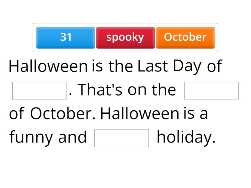Halloween text - Complete the sentence