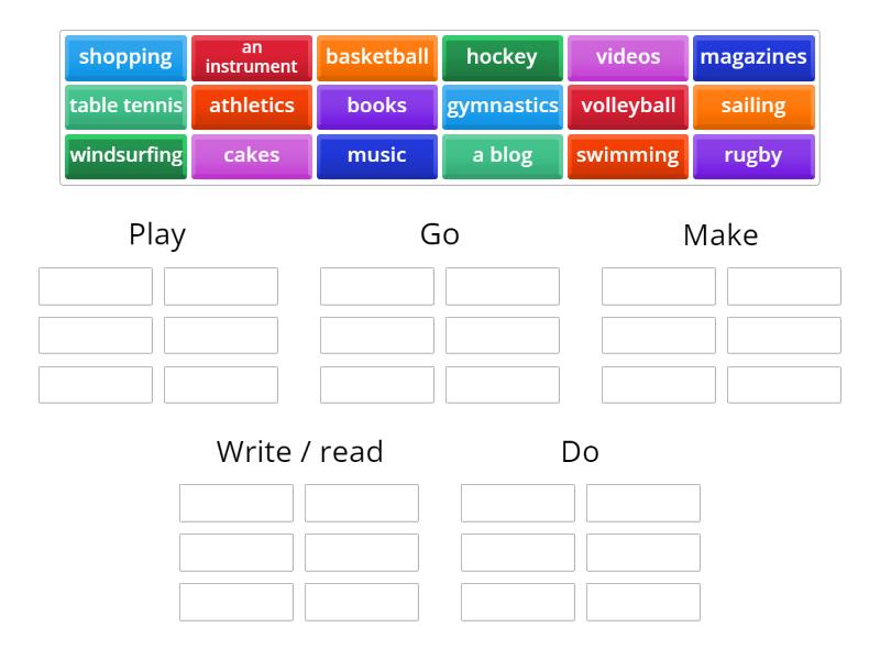 free time and hobbies - Group sort