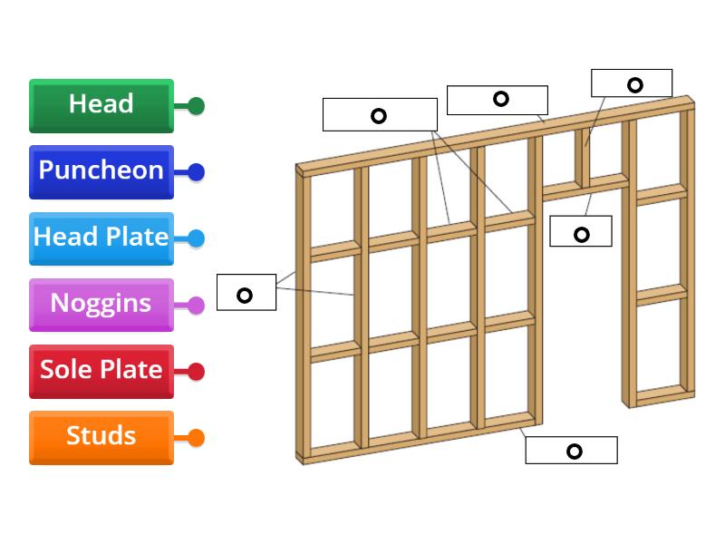 Components of a Timber Stud Partition - Labelled diagram