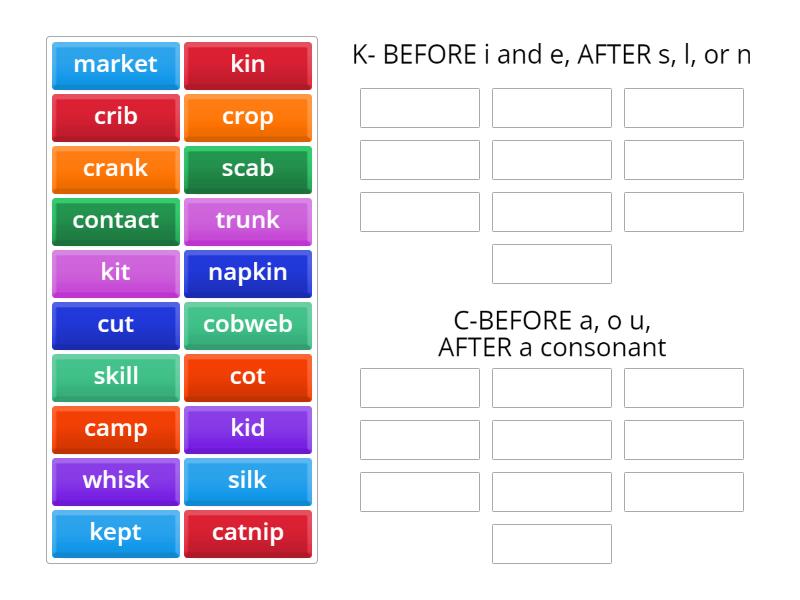 K or C? Sorting Activity - Group sort