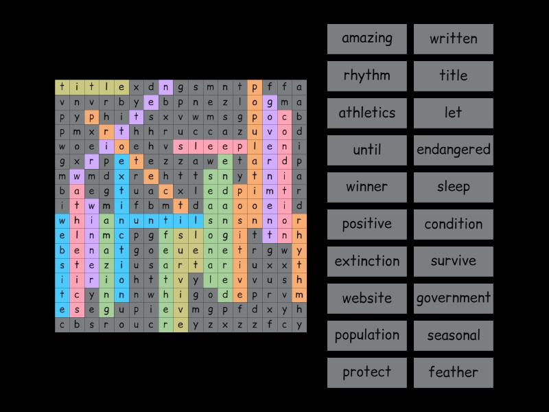 NH3 - New Words Unit 1/2/3 - Wordsearch