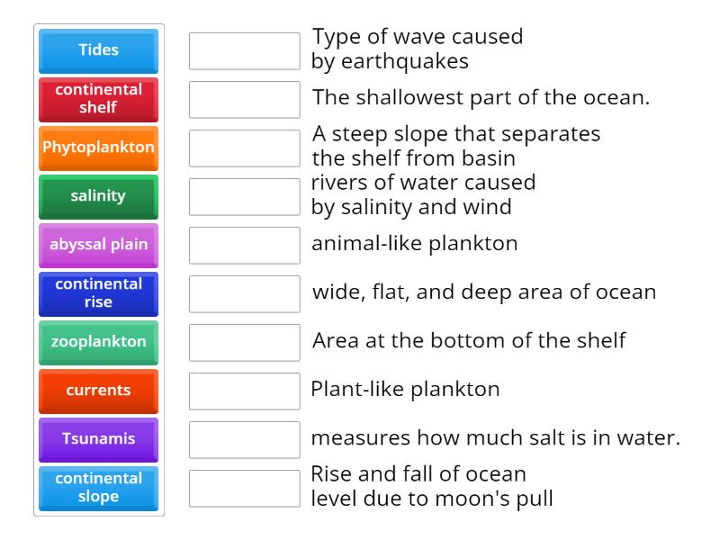 Oceans vocabulary - Match up