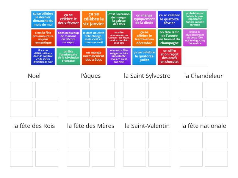 Unit 4 Les fêtes en France - Group sort