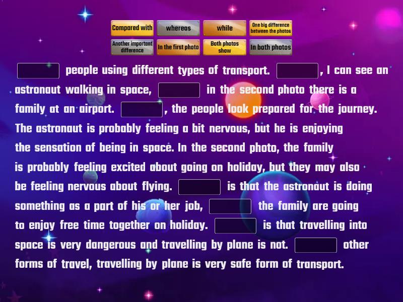 Gateway B2 Unit 3 Developing speaking Comparing photos (model text) - Missing word