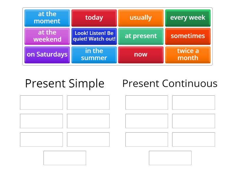 Present Tenses Time markers - Group sort
