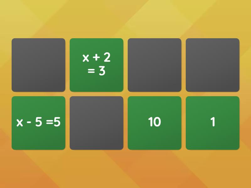 Linear Equations : Solve for x - Matching pairs