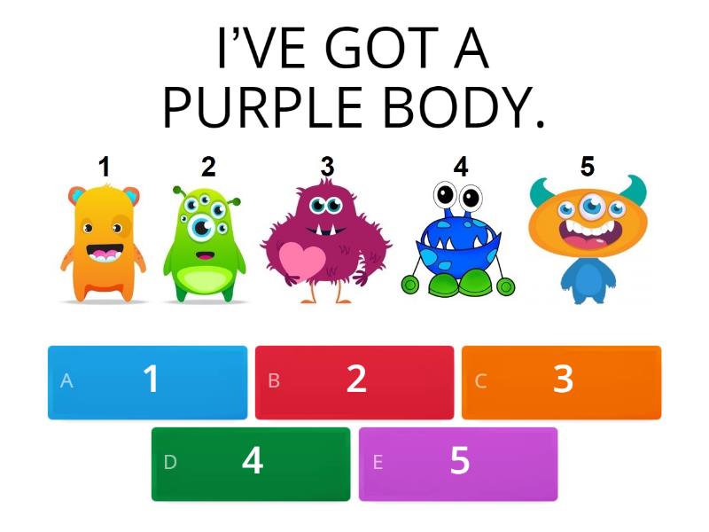 Body parts - Read and choose the correct monster - Quiz