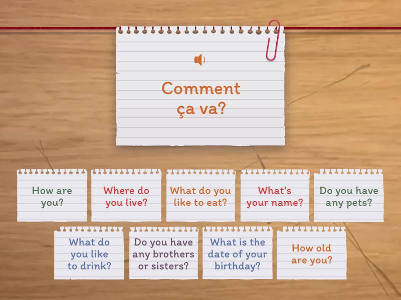 French Interview Questions with audio - Find the match