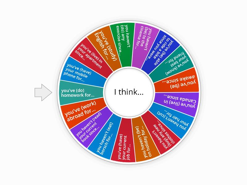 Roadmap B1 Present Perfect - for or since, speaking - Random wheel