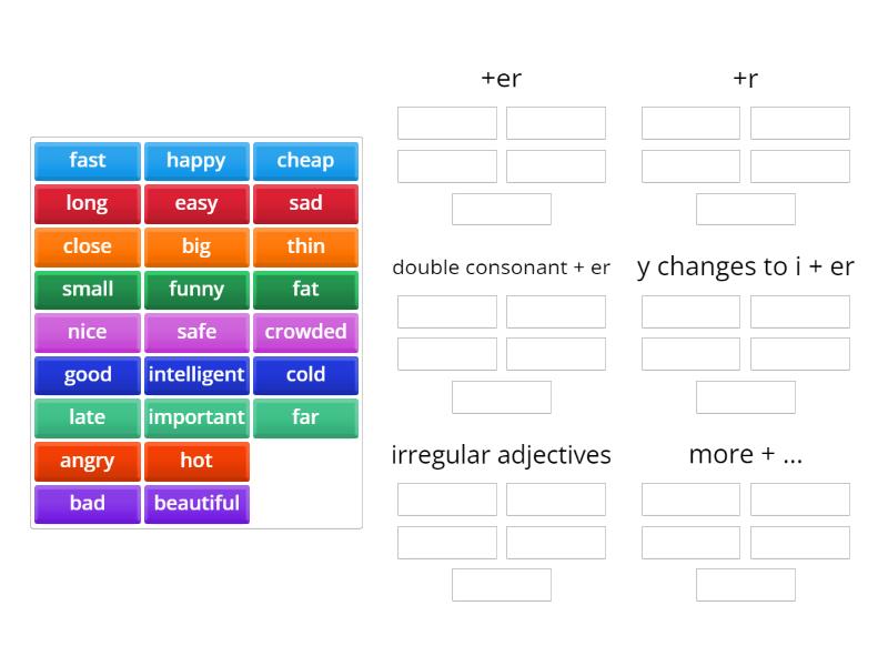 Comparative adjectives - Group sort