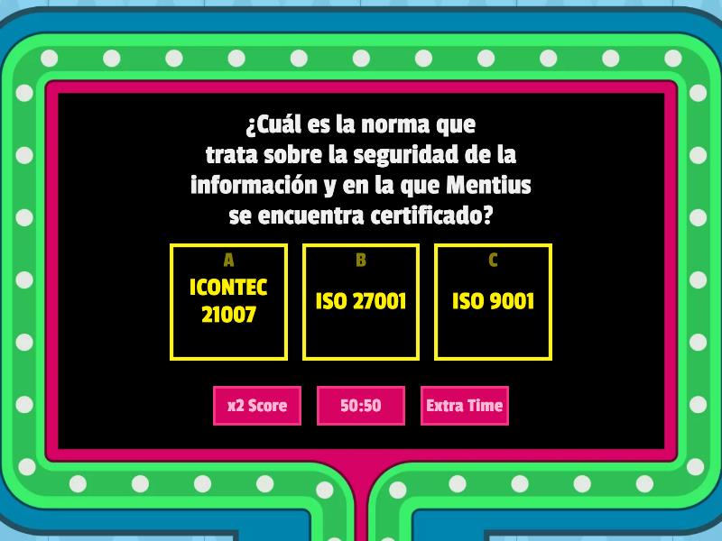 Cuestionario ISO 27001 - Gameshow quiz