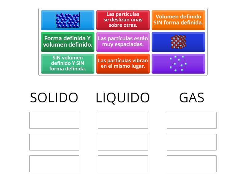Propiedades de Solido, Liquido, Gas - فرز المجموعات