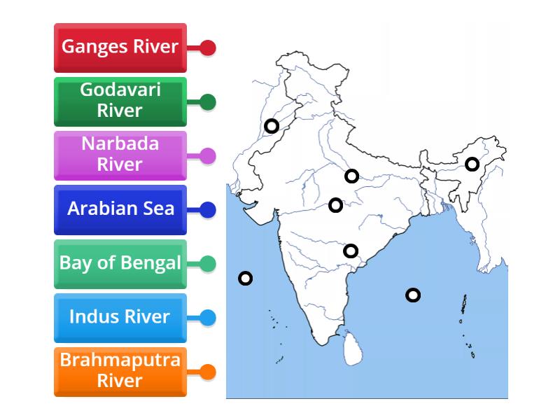India Waters Map - Labelled diagram