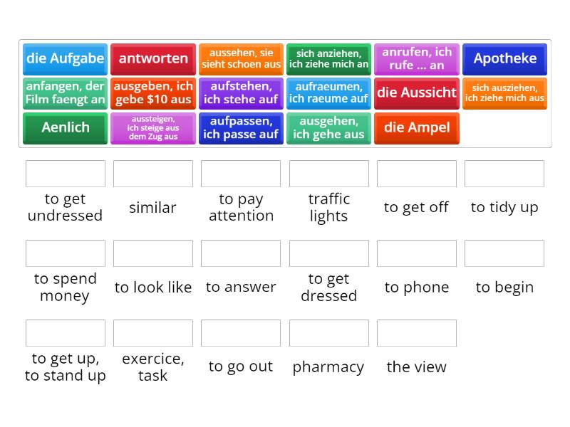 German NCEA Level 1 A - Une las parejas
