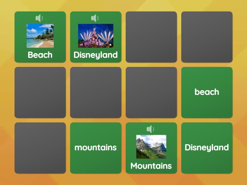 Holiday Places Flash Cards - Grade 1LYBS - Matching pairs