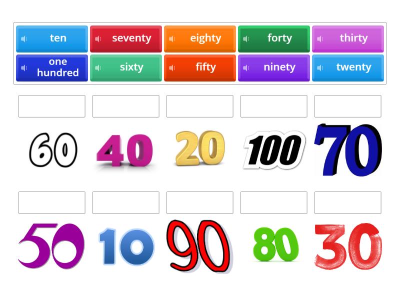 Numbers 10-100 - Match up