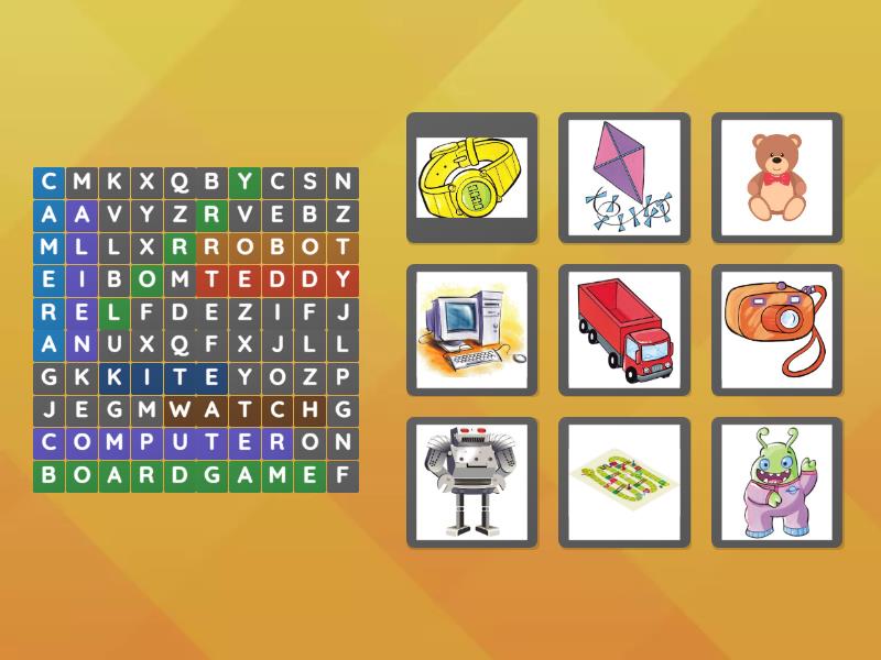 Find the toys - Wordsearch