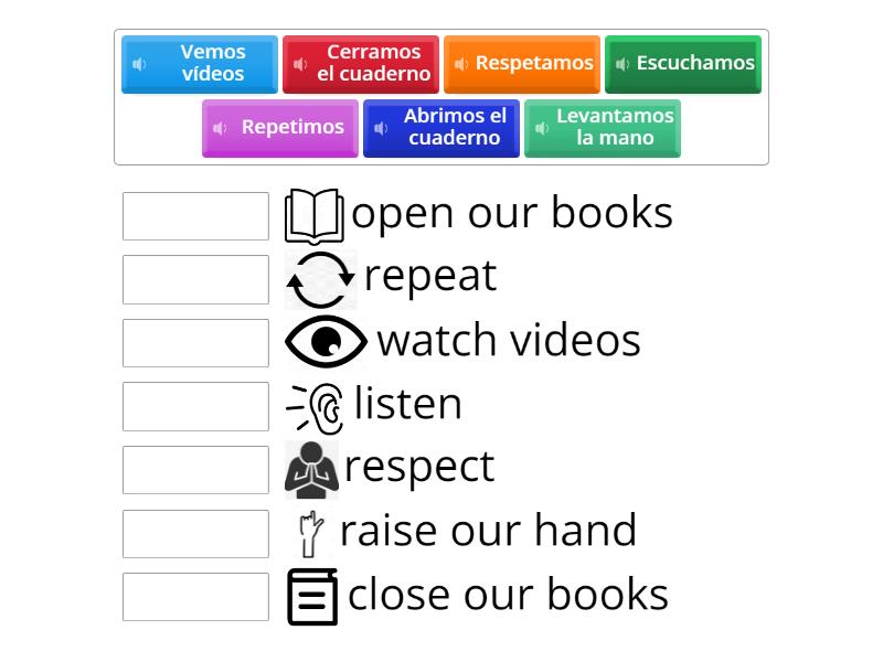 classroom instructions spanish - Match up