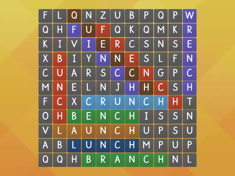 Find the -nch words - Wordsearch