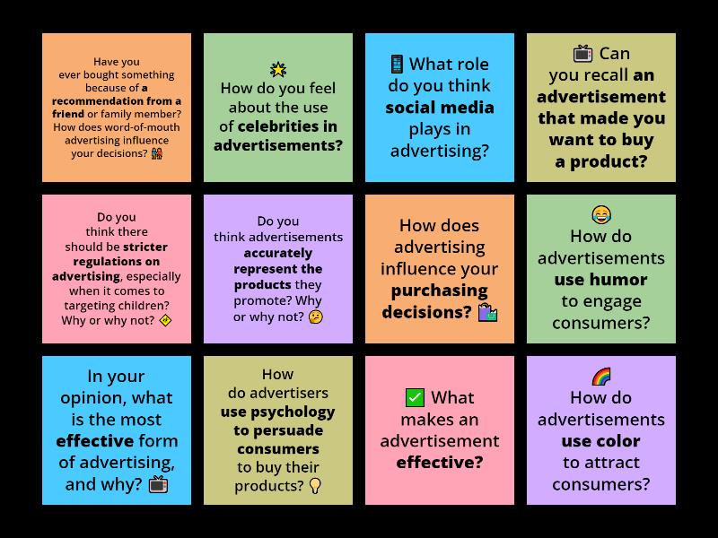 The Impact of Advertising on Consumer's Behaviour Speaking B2 - Flip tiles