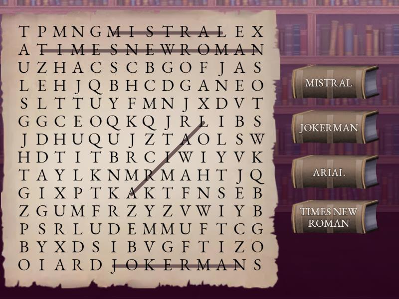 Jenis muka taip - Wordsearch