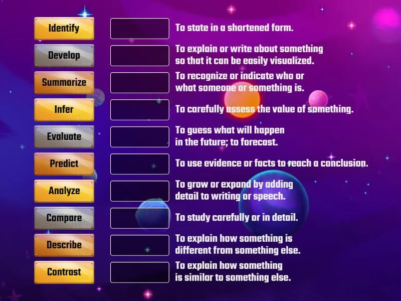 Test-Taking Vocabulary - Match up