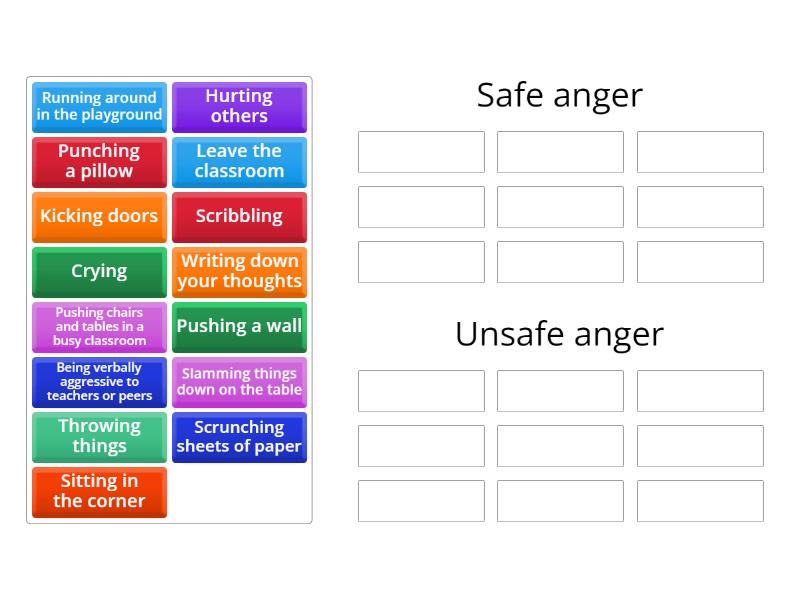 Safe and Unsafe anger - Group sort