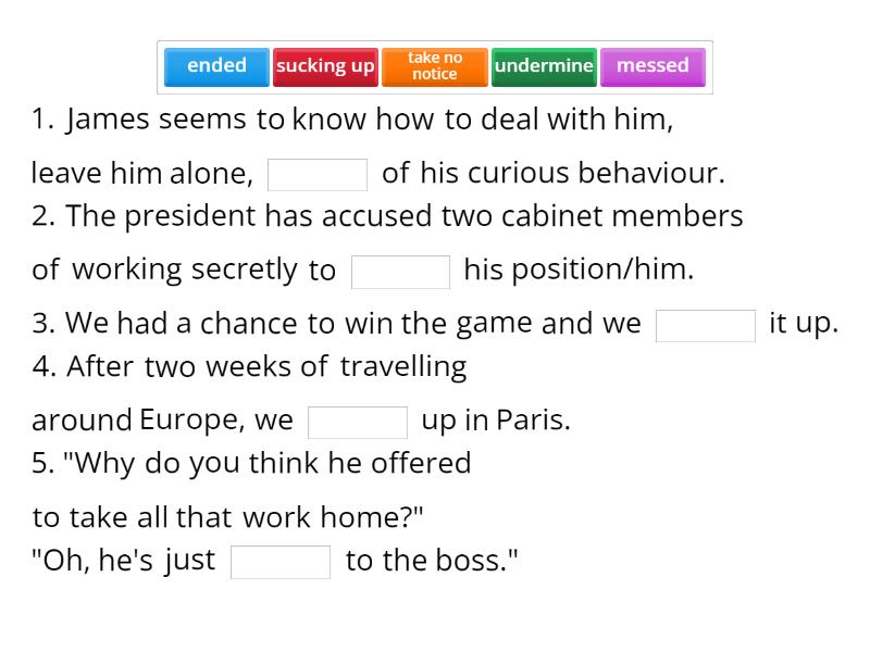 outcomes advanced -Unit 2 verbs and phrases - Complete the sentence