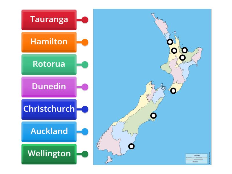 New Zealand Cities - Labelled diagram