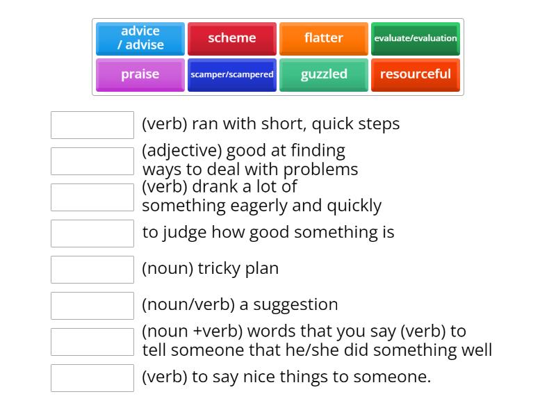 Vocabulary Activity: The Fox and the Crow - Match up
