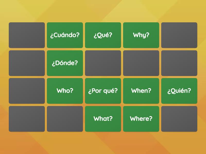 WH - QUESTIONS - Meaning memorization - Matching pairs