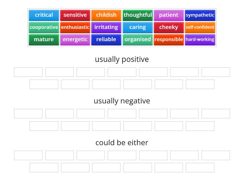Complete English. unit 1. personality traits - Group sort