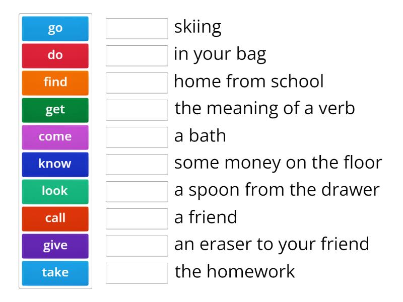 Verb-Noun Matching Game - Match up