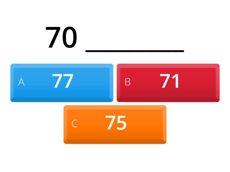 Number that comes before and after with 70 and 80 - Cuestionario