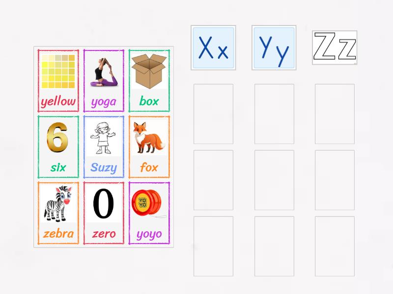 Letters Xx, Yy, Zz - Group sort
