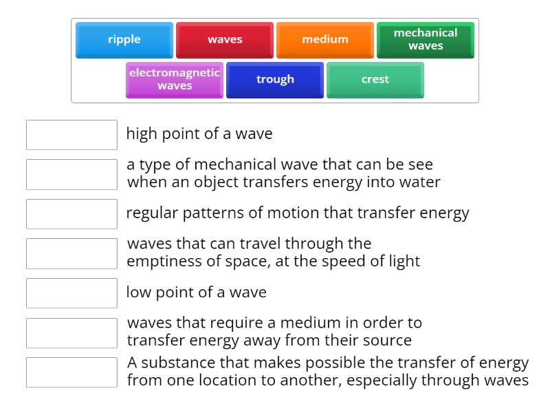 Unit 5 Waves: List 1 - Match up