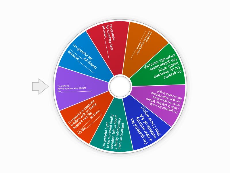 AA Gratitude Wheel - Rueda aleatoria