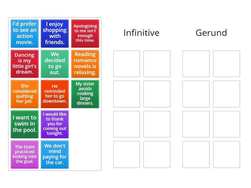 Gerund or Infinitive? - Group sort