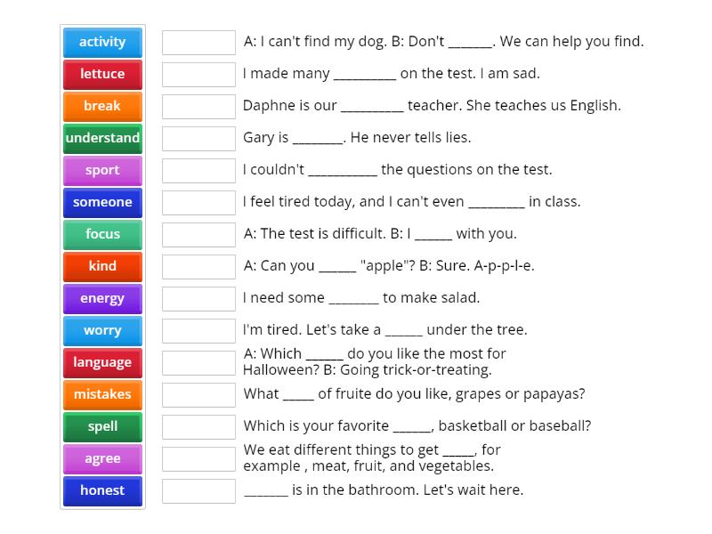 MJ11 Voc Final fill-in - Match up