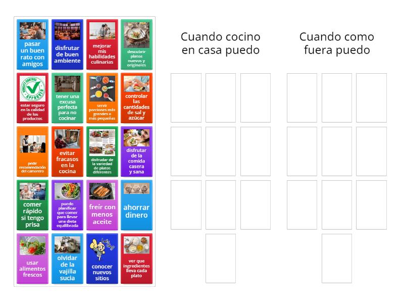 ¿Comer en casa o salir al restaurante? - Group sort