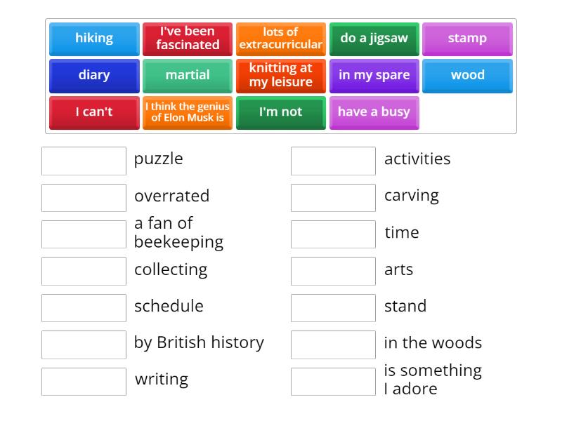EGE Hobbies 3 collocations - Match up