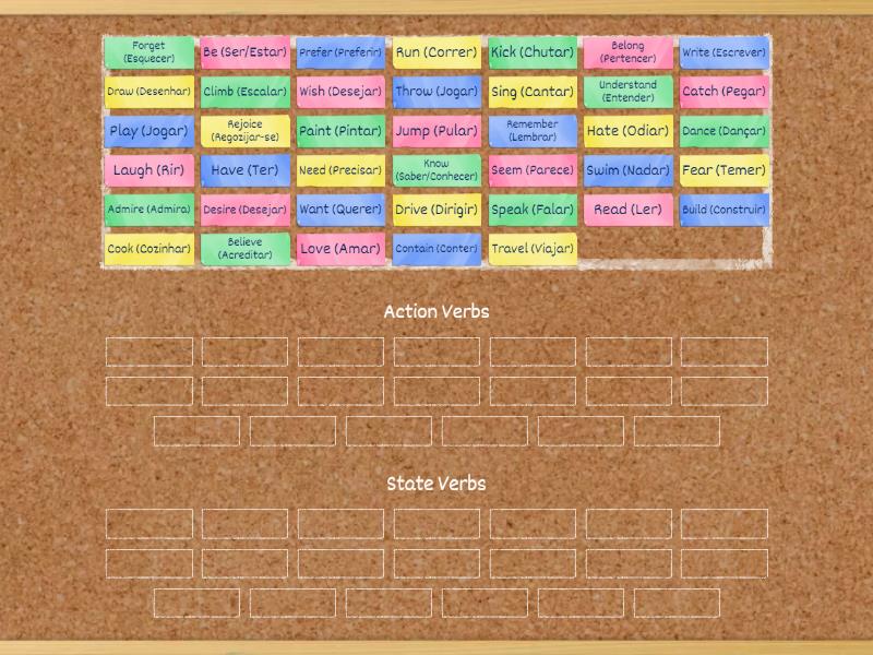 State and Action Verbs - Group sort